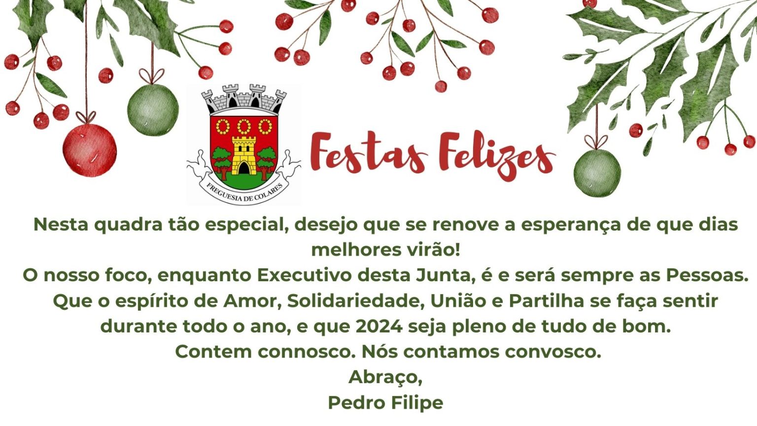 Mensagem de Natal do Sr. Presidente da Junta de Freguesia, Pedro Filipe – Junta de Freguesia de ...