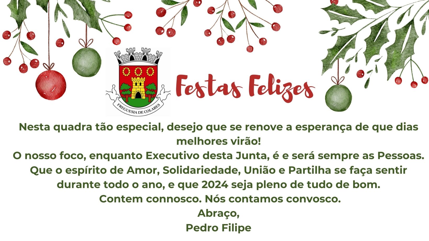 Mensagem de Natal do Sr. Presidente da Junta de Freguesia, Pedro Filipe – Junta de Freguesia de ...